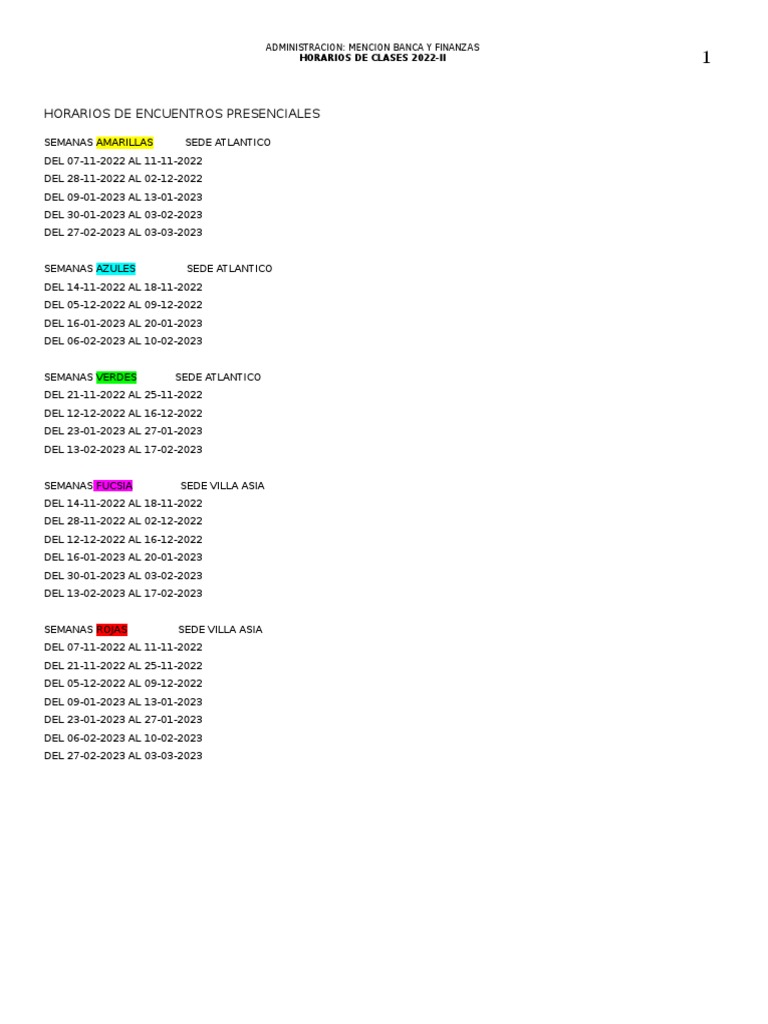 Horarios 3 2022 Uneg | PDF | Comercio | Business