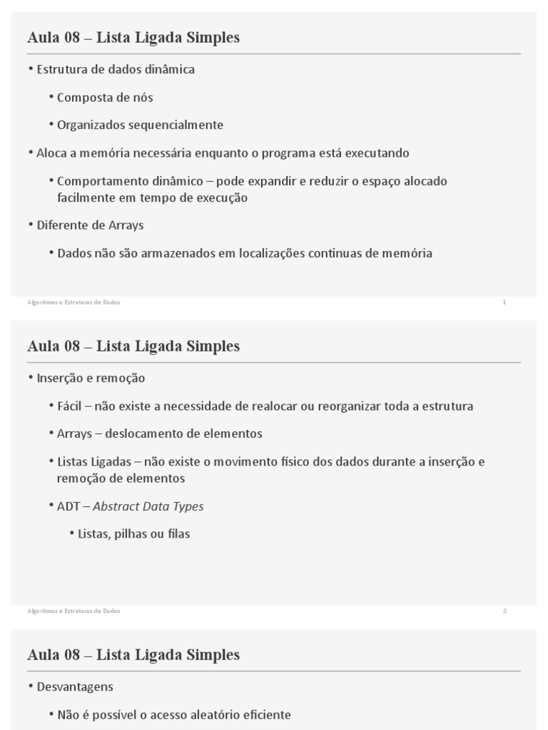 Aula 08 - Algoritmos e Estruturas de Dados - Listas Ligadas Simples ...