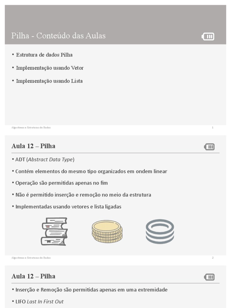 Aula 12 - Algoritmos e Estruturas de Dados - Pilha (Python) - V2 | PDF ...