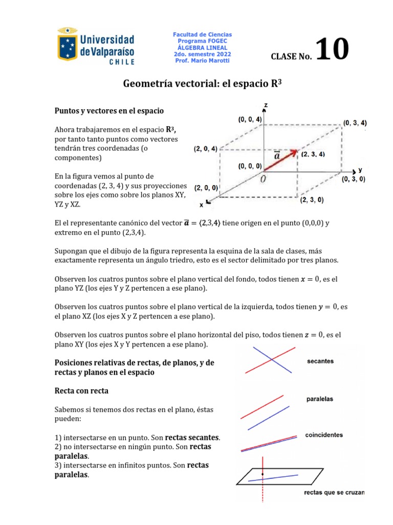 Geometría vectorial en R3: puntos, vectores, rectas y planos en el espacio tridimensional | PDF ...