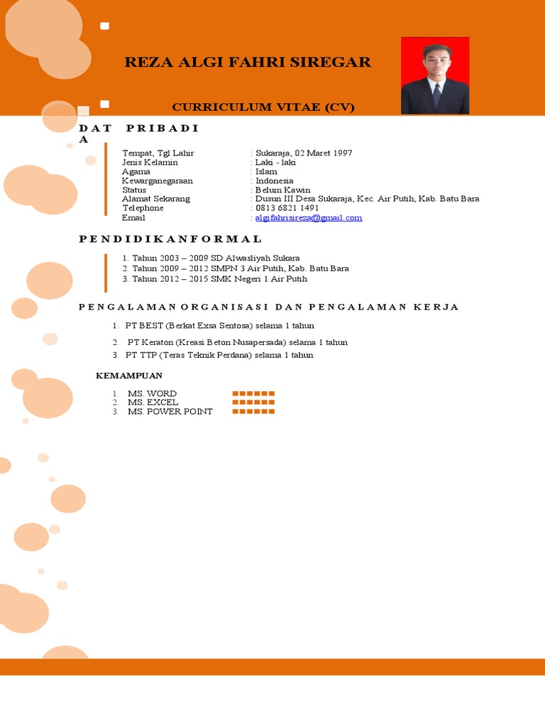 CV Reza Algi Fahri Siregar | PDF