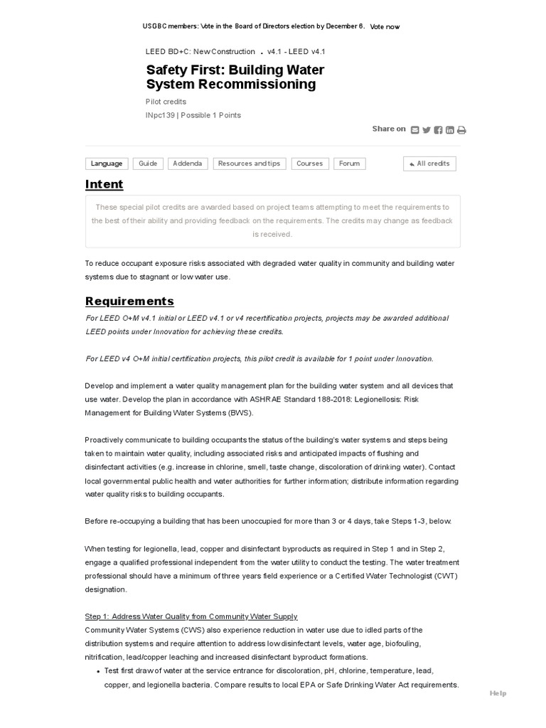 Safety First - Building Water System Recommissioning - U.S. Green ...