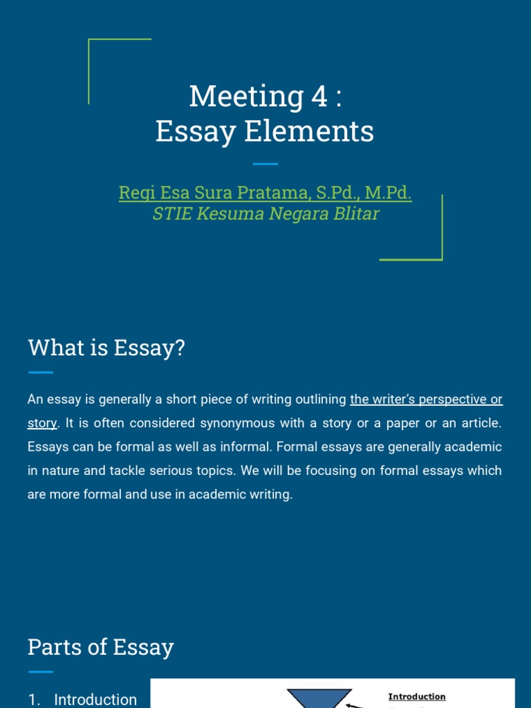 Meeting 4 - Essay Elements | PDF | Essays | Argument