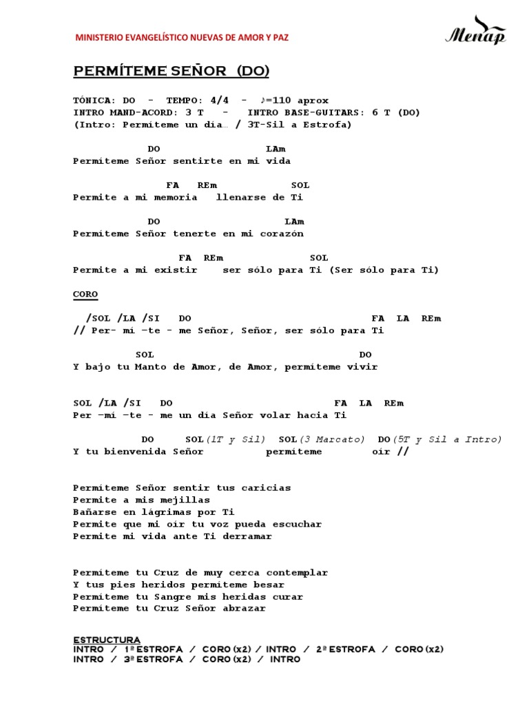 Letra y acordes: Permíteme Señor | PDF | Poesía