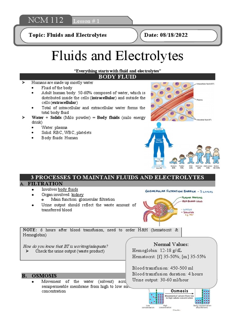 Understanding Fluids and Electrolytes | PDF | Heart | Electrolyte