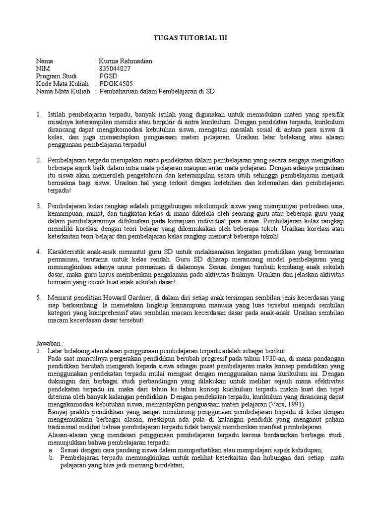 Tugas Tutorial III | PDF