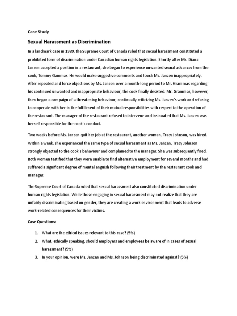 Sexual Harassment Case Study Analysis | PDF | Social Science