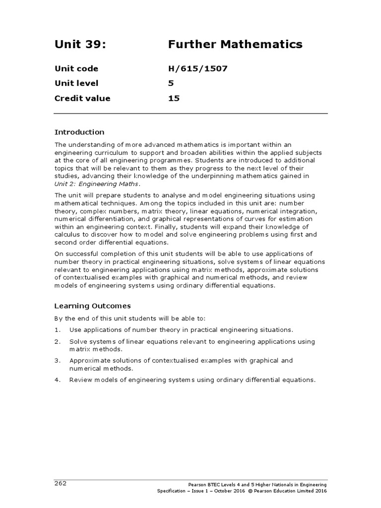 Unit 39 Further Mathematics 1 | PDF | Complex Number | Equations