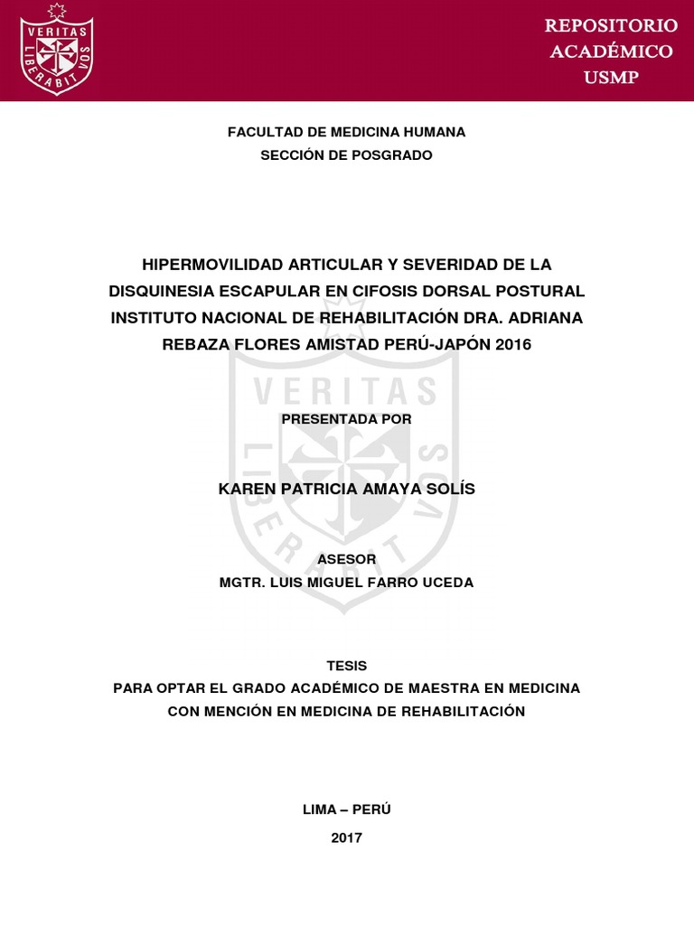 Hipermovilidad Articular y Severidad de La Disquinesia Escapular en ...