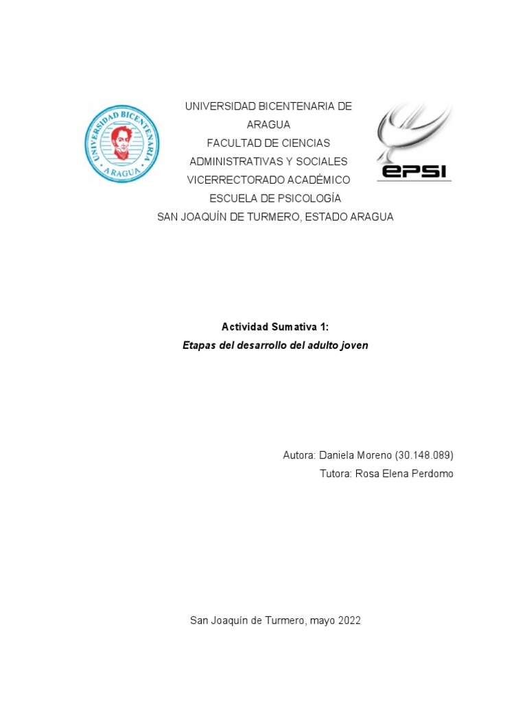PRÁCTICAS DE PSICOLOGÍA DEL DESARROLLO II - Informe 1 | PDF | Adultos | Ansiedad