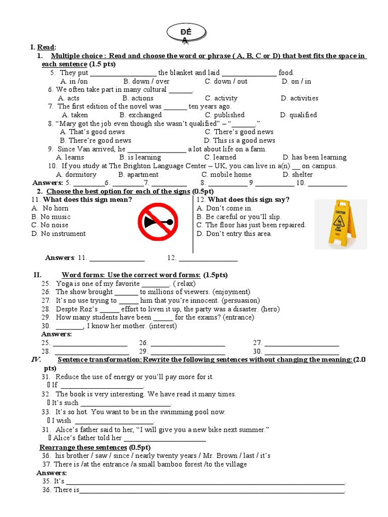 Practice Test | PDF | Multiple Choice