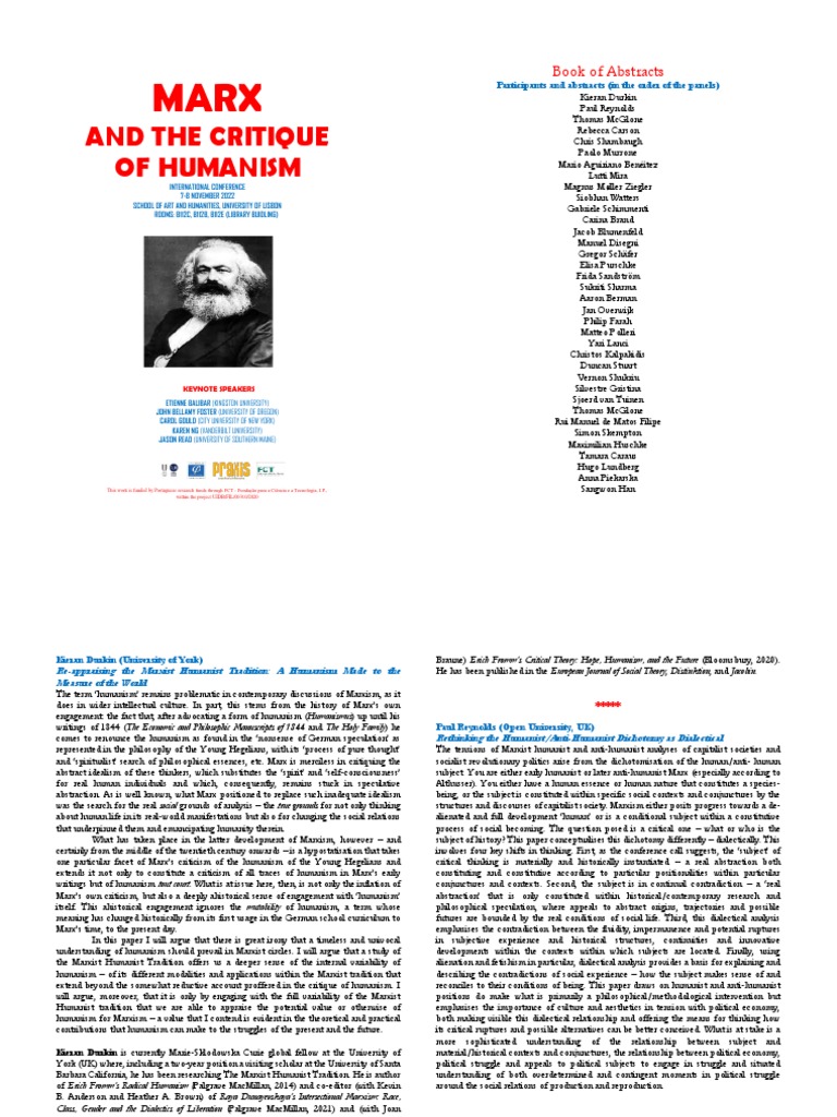 Marx & Humanism Conference Abstracts | PDF | Karl Marx | Marxism