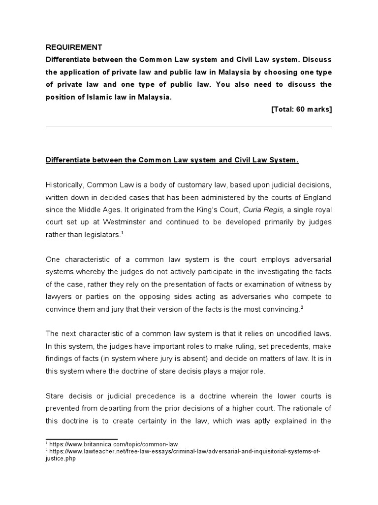 Common Law v. Civil Law | PDF | Common Law | Precedent