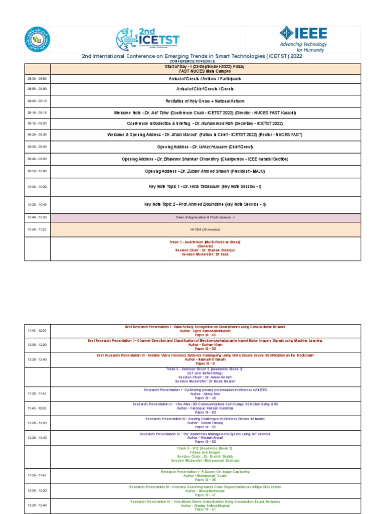 Conference Schedule - XLSX - Day 1 - Series | PDF