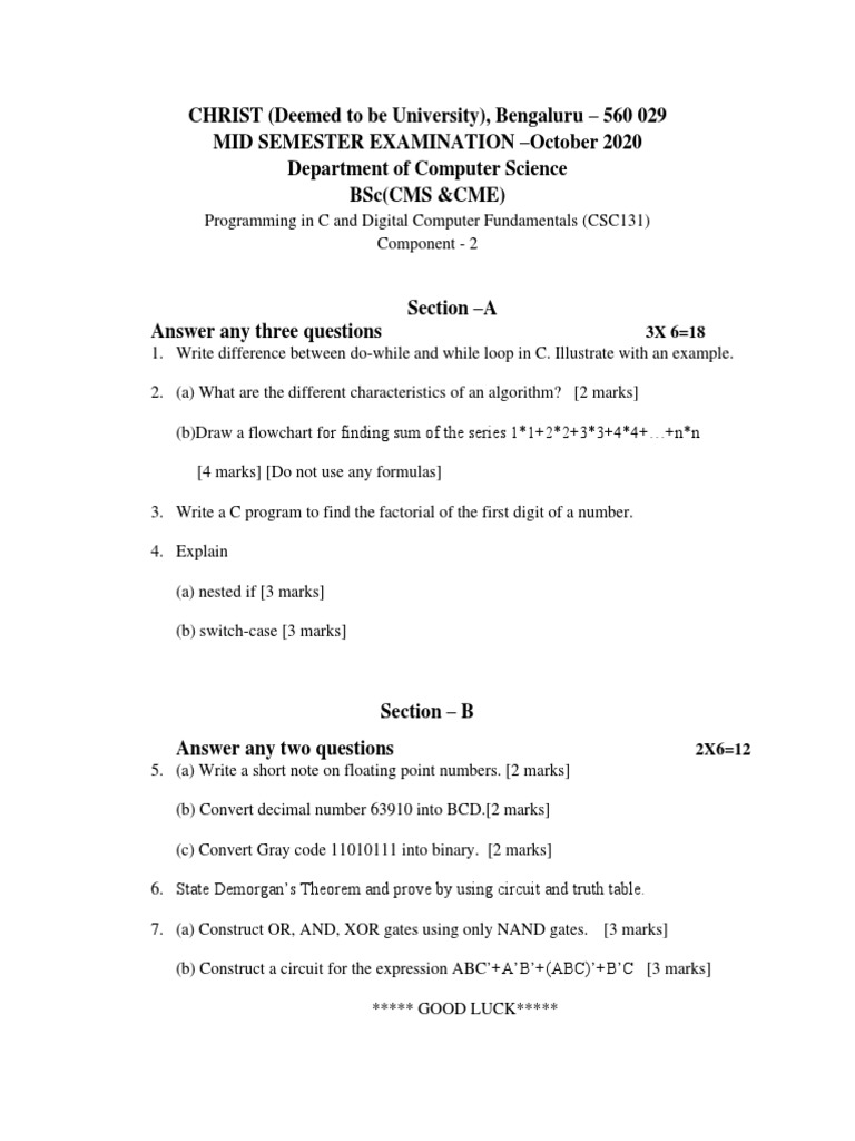 CSC 131 MSC QP | PDF