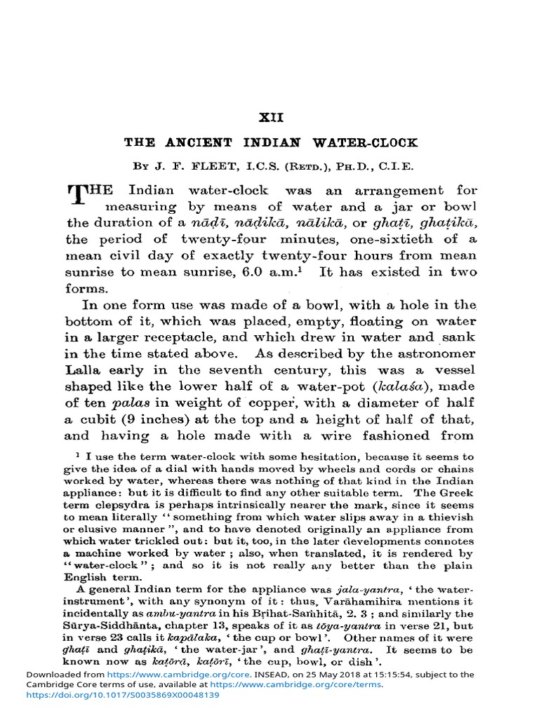 Ancient Indian Water Clock | PDF | Gallon | Vishnu