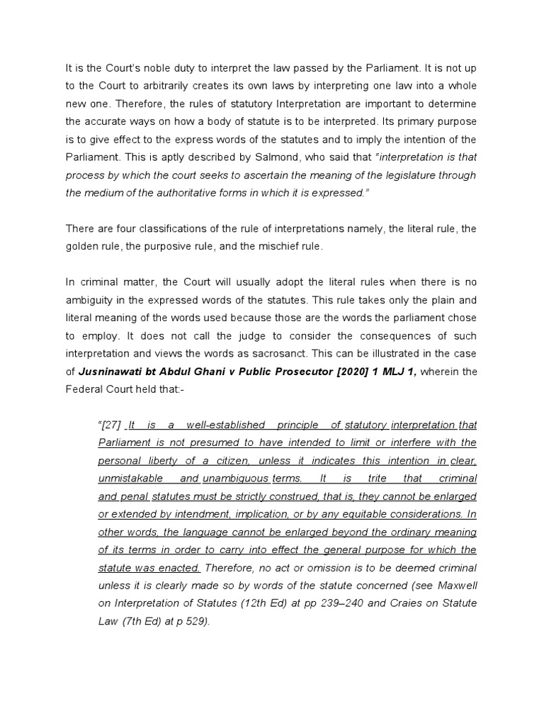 Statutory Interpretation of Criminal Cases | PDF | Statutory Interpretation | Justice