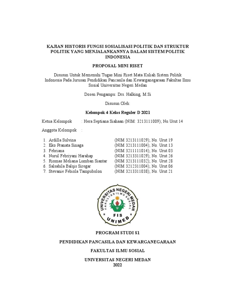REVISI PROPOSAL MINI RISET SPI KEL 4 KELAS II D PPKN 2021 | PDF | Sains & Matematika
