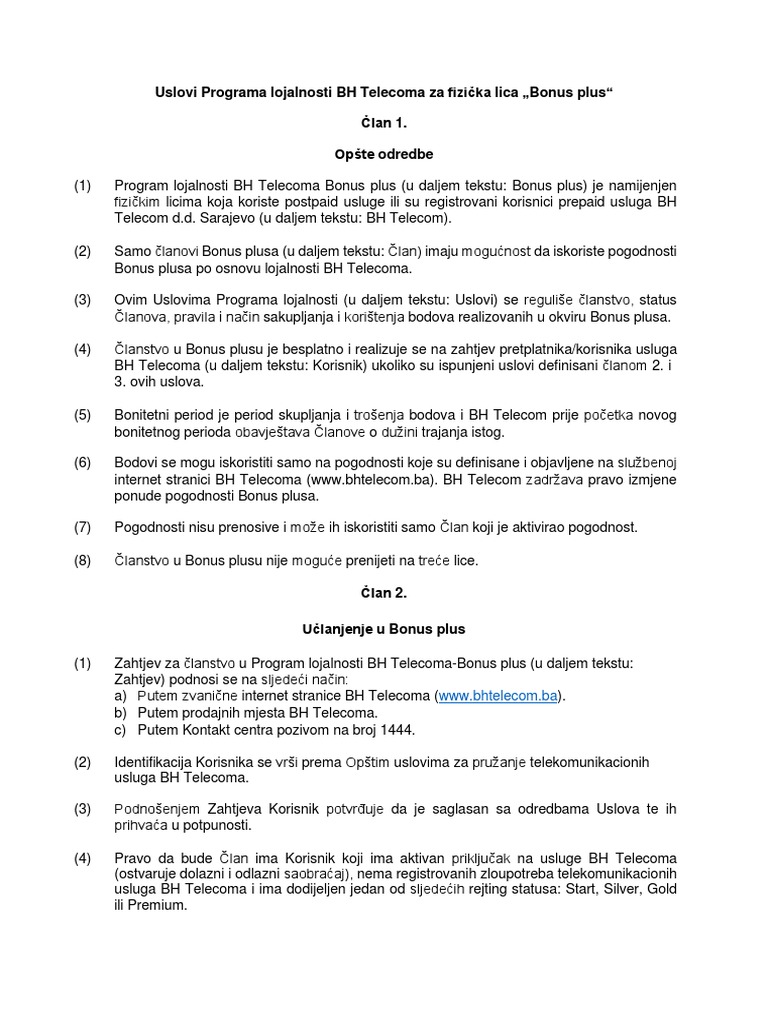 Uslovi Loyalty | PDF