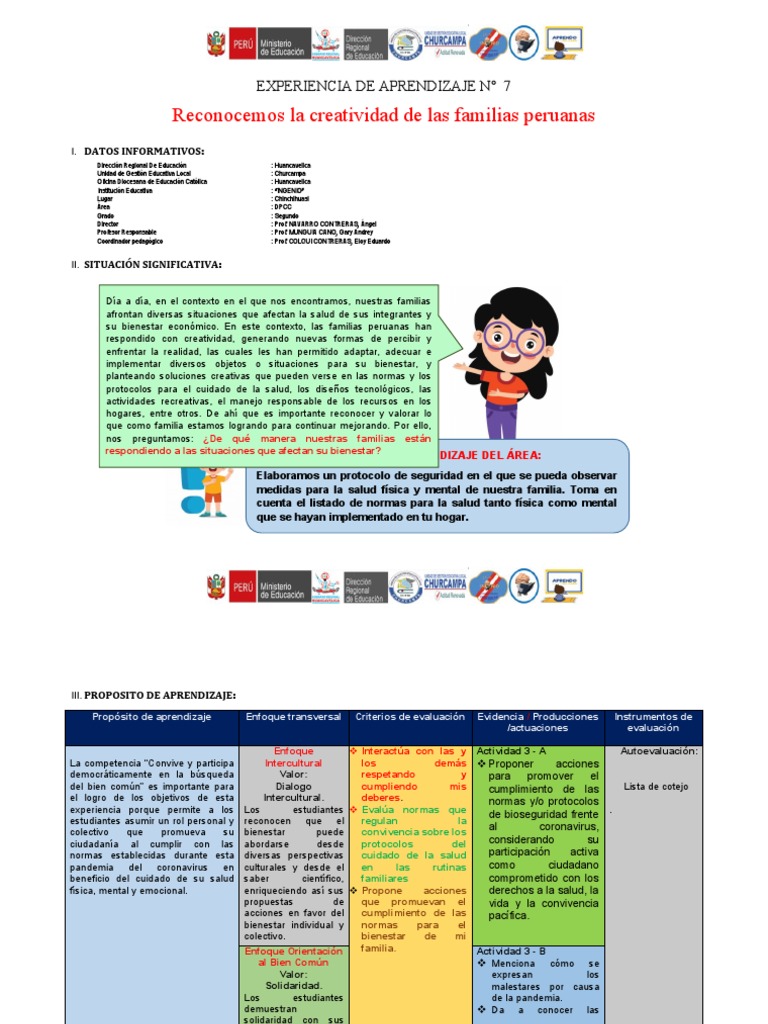 Planificacacion DPCC 2° Eda 7 | PDF | Aprendizaje | Evaluación