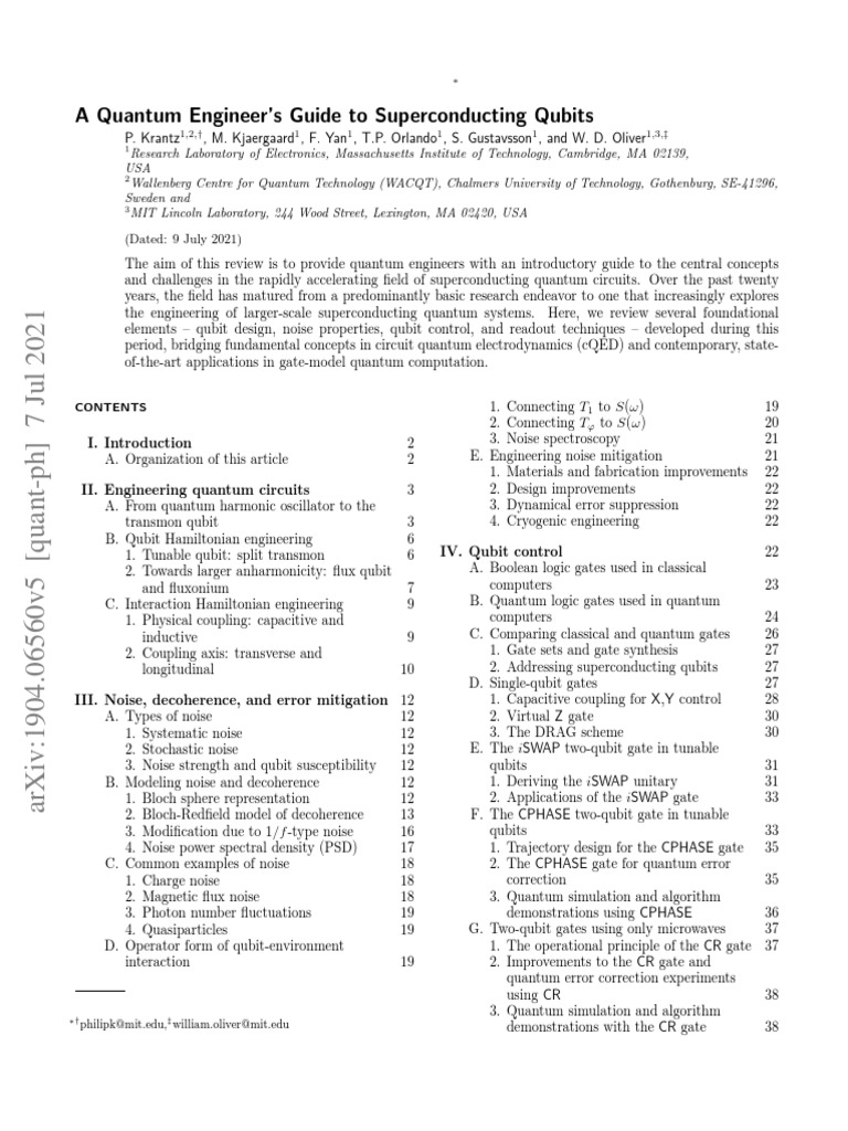 Superconducting Qubits Guide | PDF | Quantum Mechanics | Hamiltonian (Quantum Mechanics)