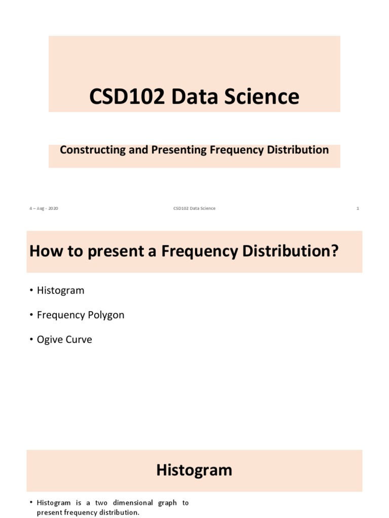 Session 4 - Constructing and Presenting Frequency Distribution | PDF | Histogram | Statistics