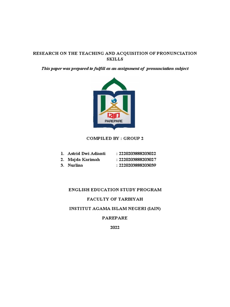 Research On The Teaching and Acquisition of Pronunciation Skills GROUP 2 | PDF | Second Language ...