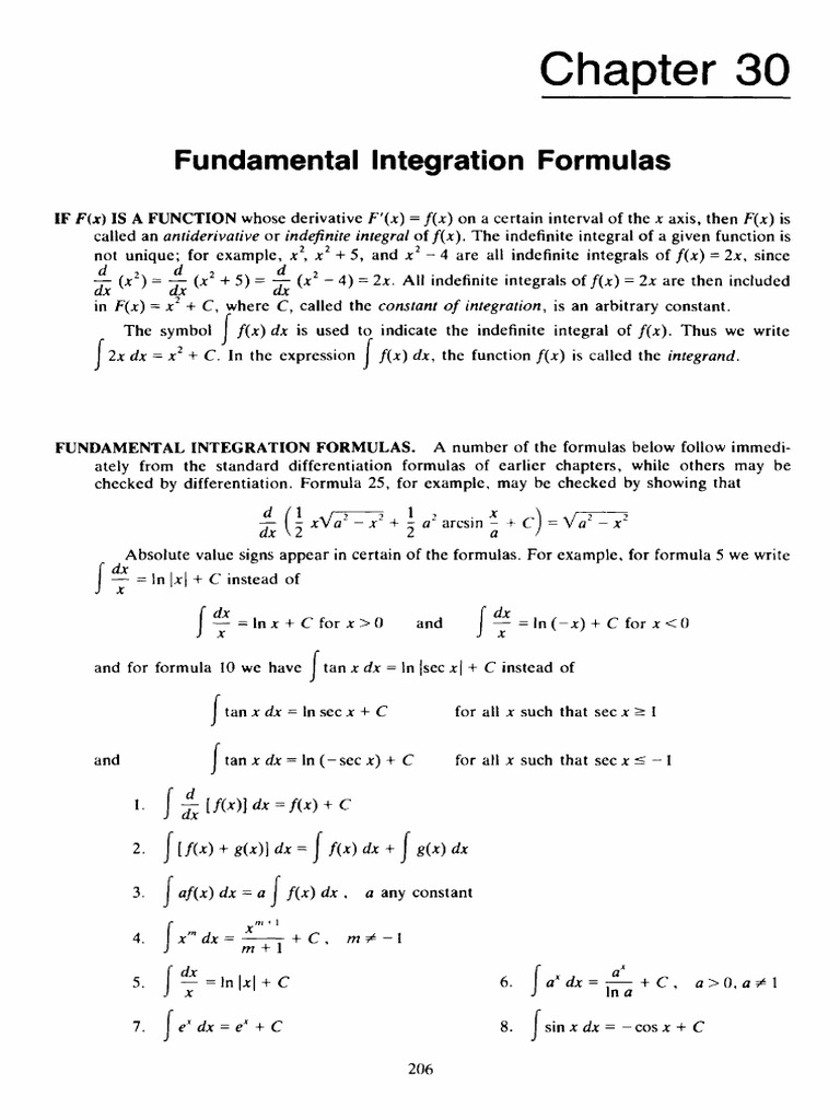 Fundamental Integration Formulas (1) | PDF