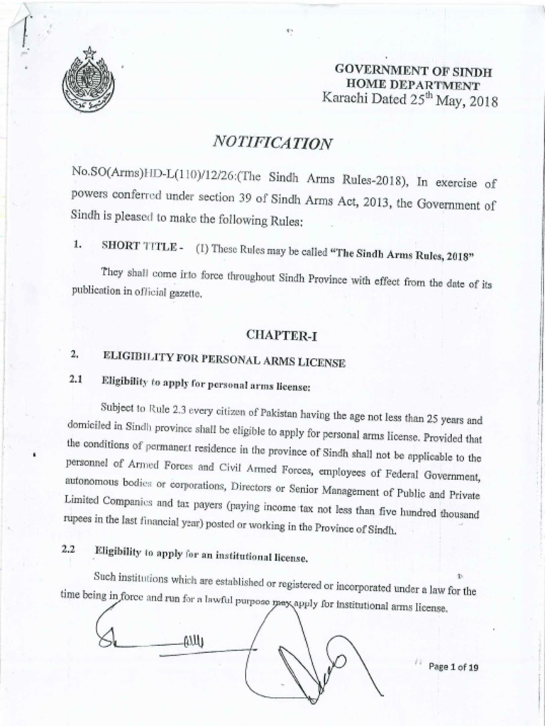 Arms-Home-05 The Sindh Arms Rules 2018 | PDF
