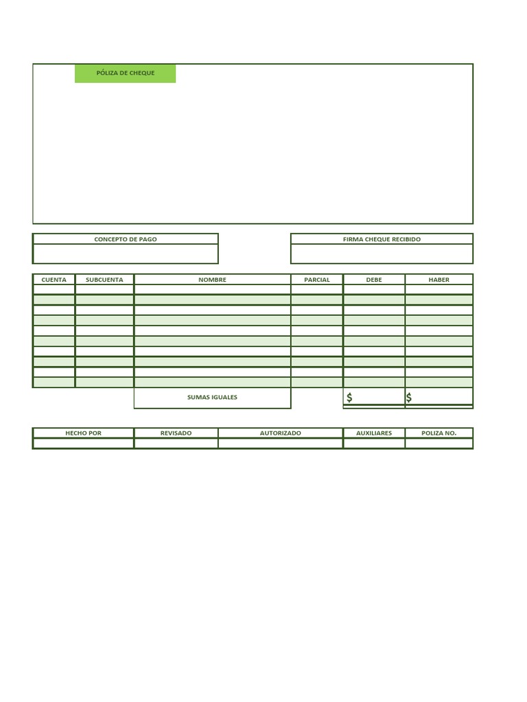 Formatos de Pólizas Contables | PDF