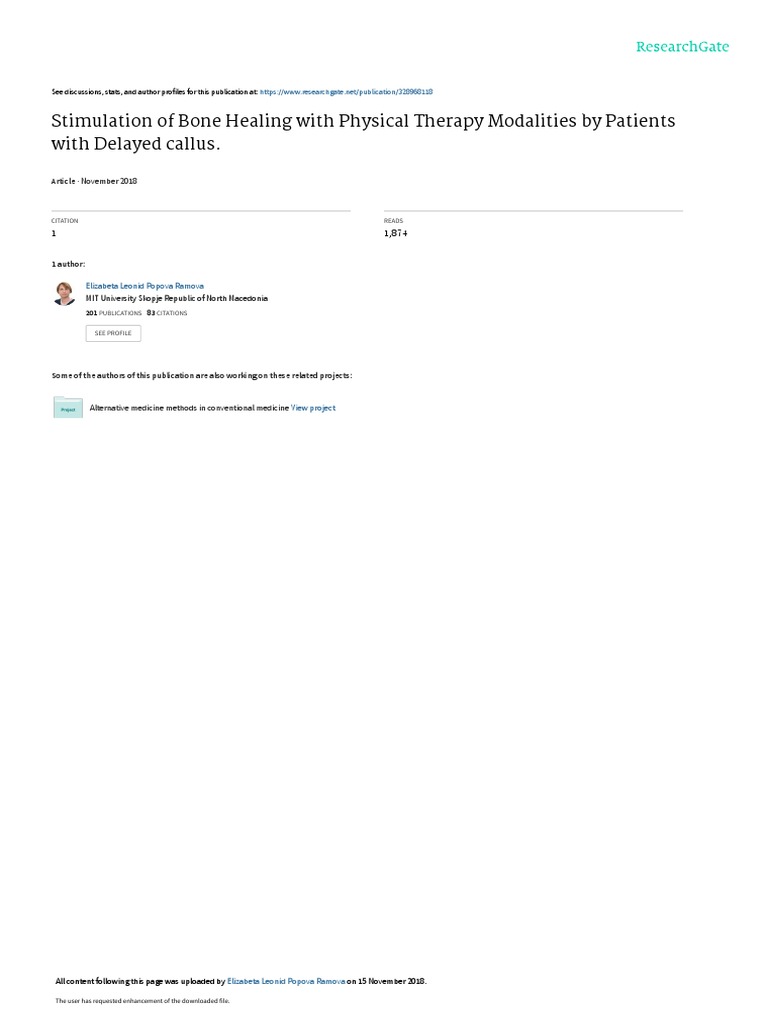 Stimulationof Bone Healingwith Physical Therapymodalitiesbypatientwith ...