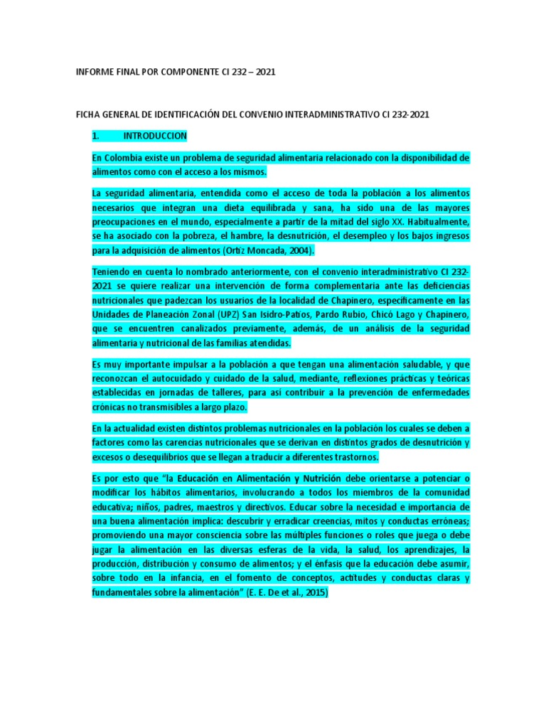 Informe Final Nutrición | PDF