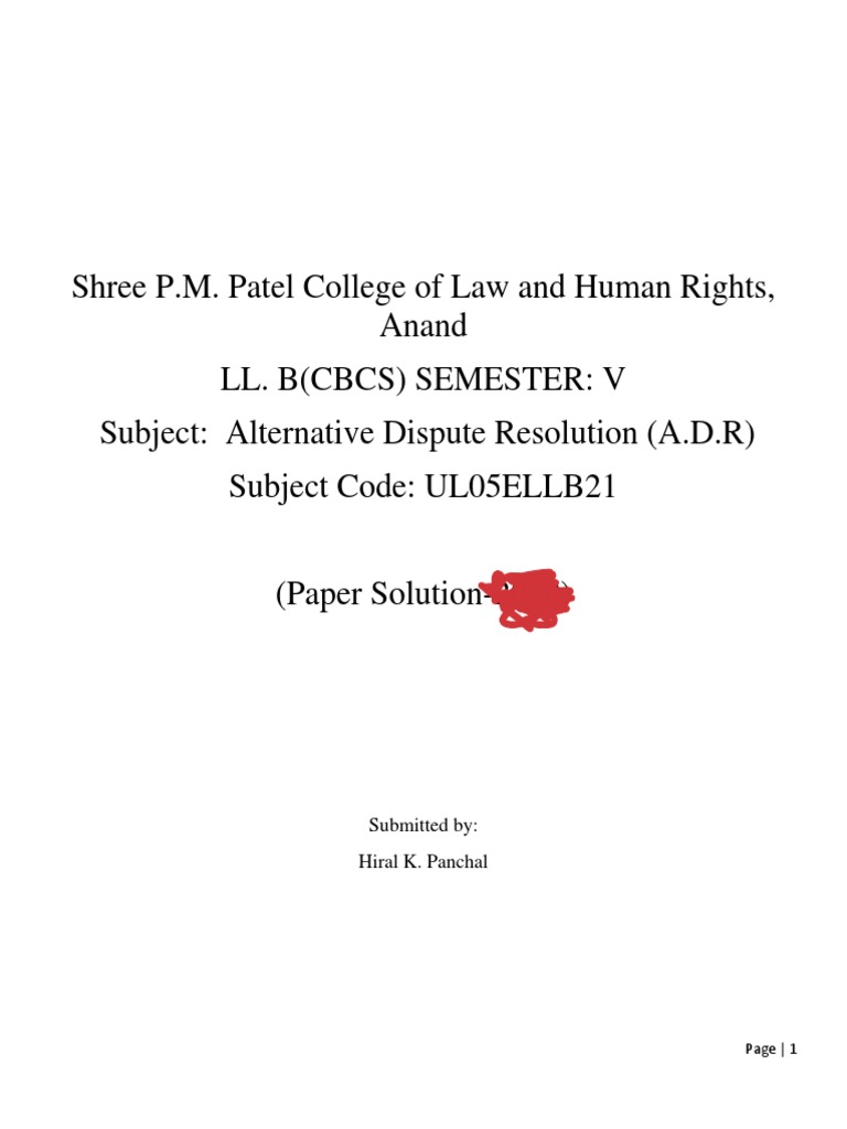 Paper Solution of ADR | PDF | Alternative Dispute Resolution | Arbitration