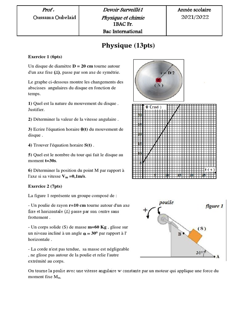 Nature et mouvement d'un disque en rotation | PDF | Gaz | Masse