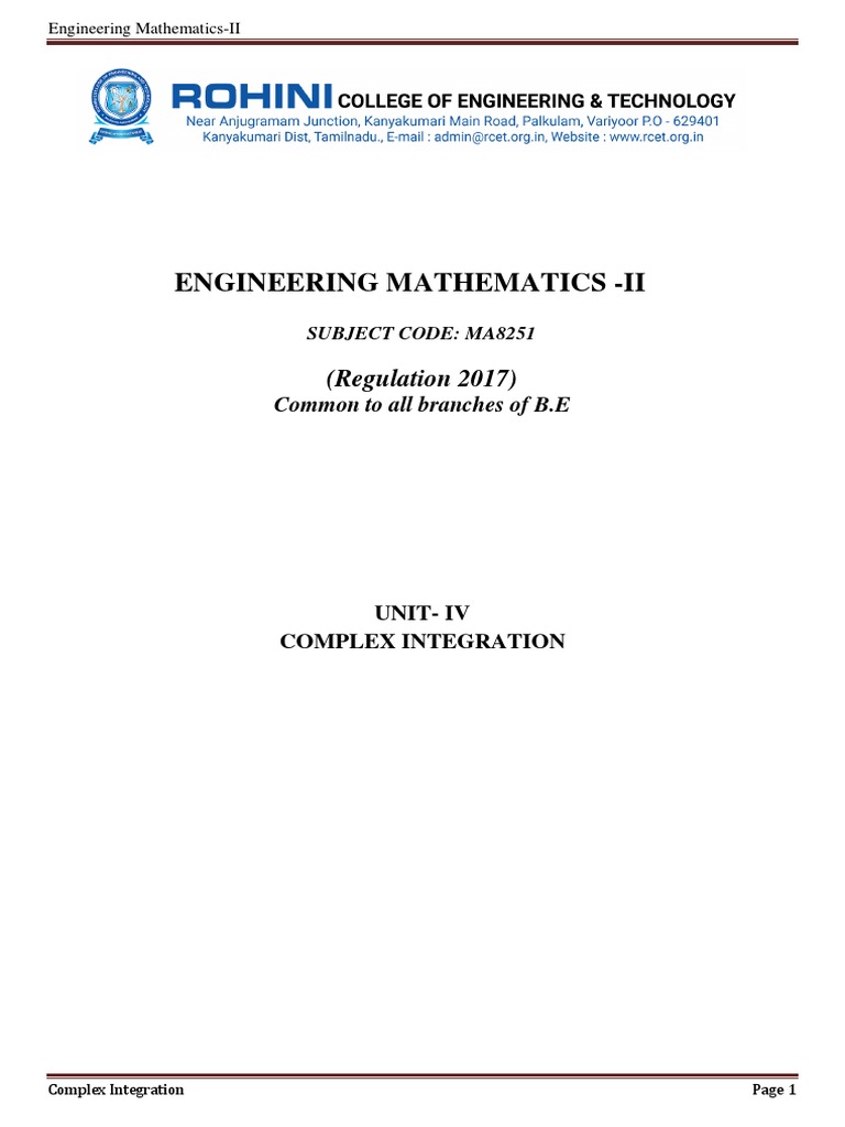 Unit-4 Contour Integration | PDF | Integral | Complex Analysis