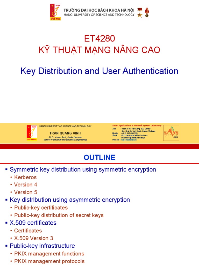 ET4280 ACN-04 Key Distribution and User Authentication | Download Free PDF | Public Key ...
