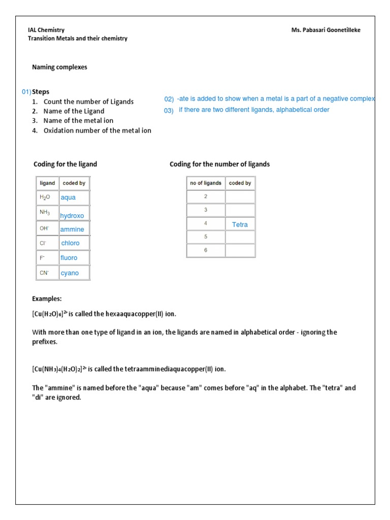 5 Transition Metals Set 2 | PDF | Coordination Complex | Ion