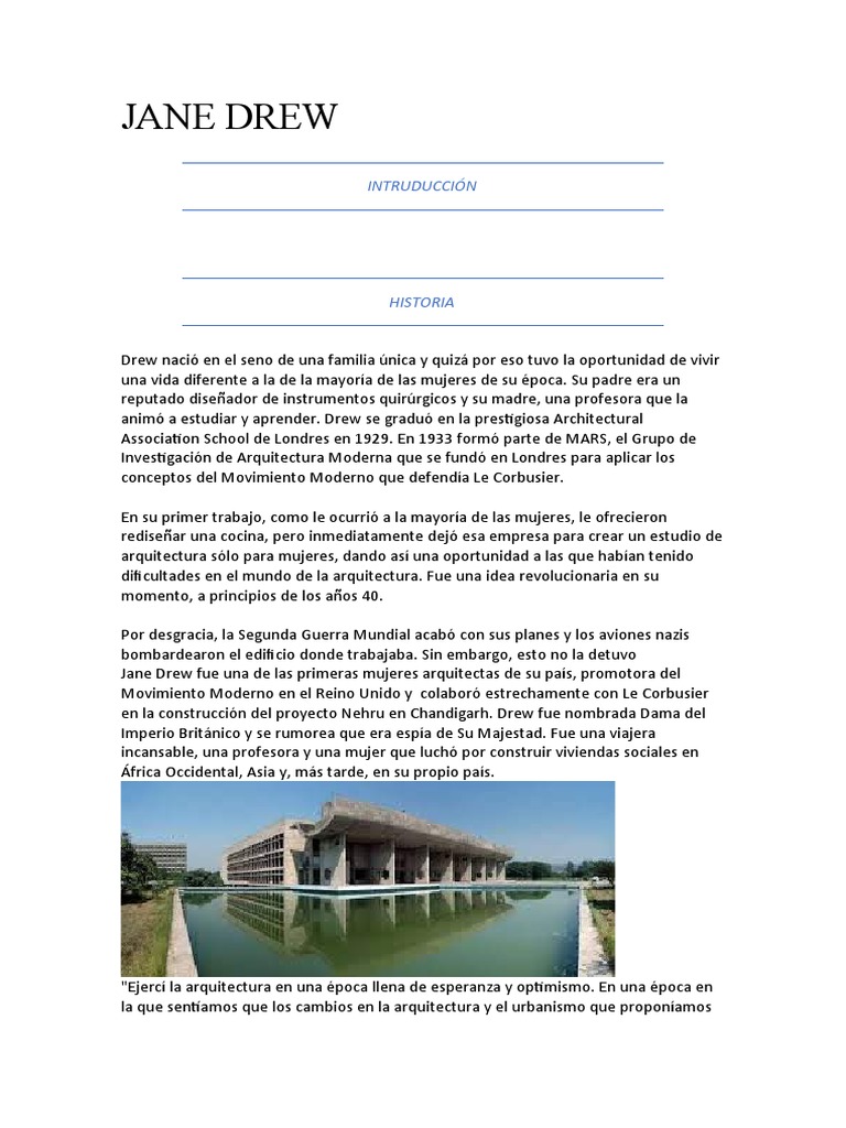 Jane Drew: Pionera de la Arquitectura Moderna | PDF