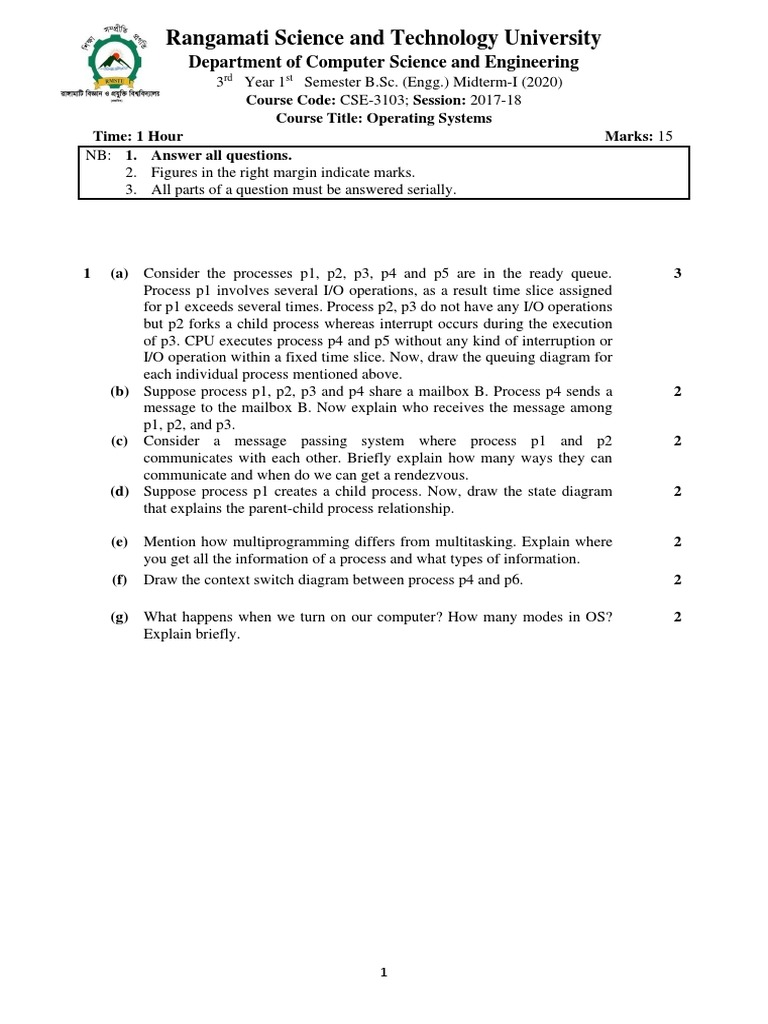 OS Mid1 | PDF | Teaching Methods & Materials | Computers