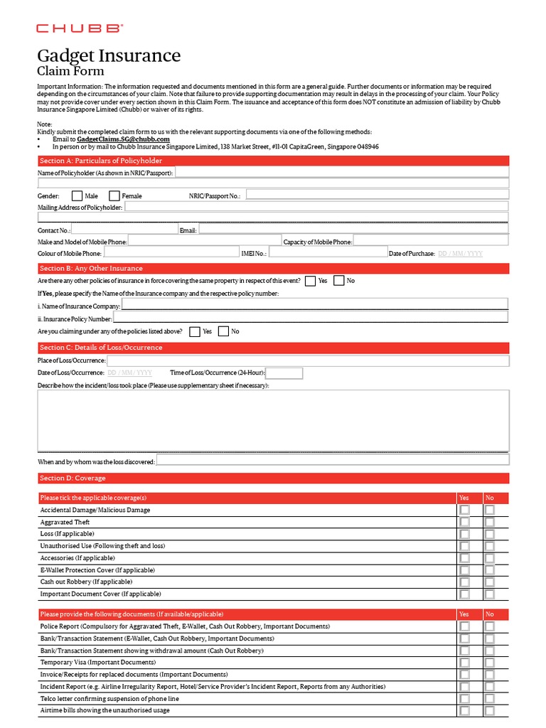 gadget-insurance-claim-form | PDF | Insurance | Robbery