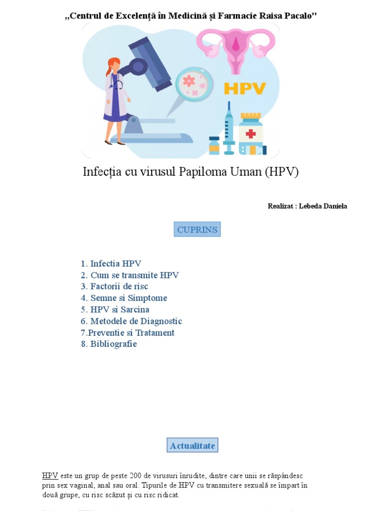 Infecția Cu Virusul Papiloma Uman (HPV) : ,,centrul de Excelență În ...