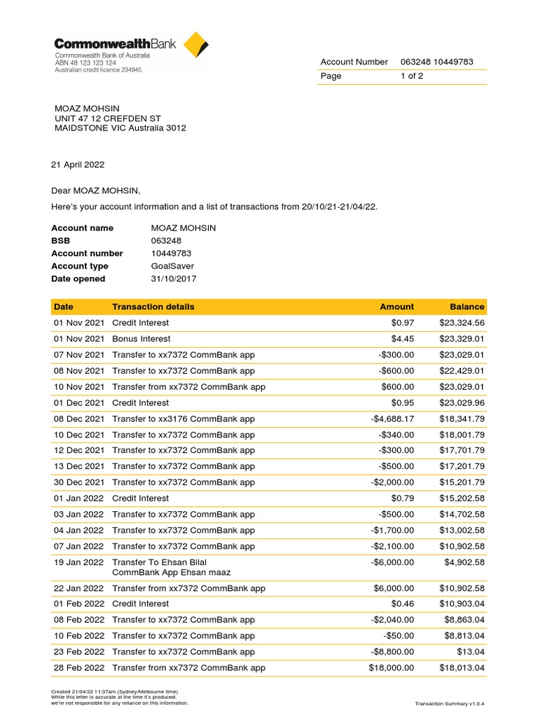 6 Months Bank Statement Moaz Mohsin | PDF | Corporations | Payments