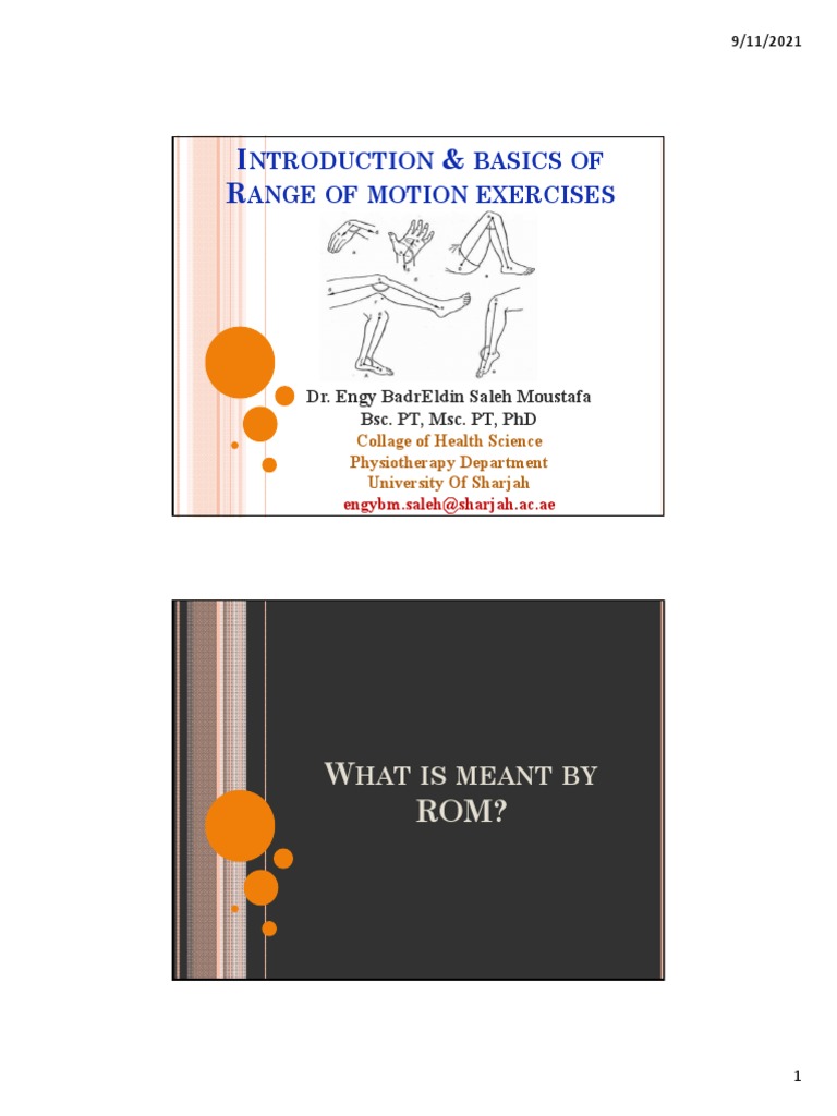 Lecture 3 (Introduction & Basic Principles of Range of Motion) | PDF ...