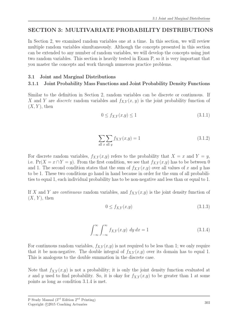 3.1 Joint Distribution and Marginal Distributions | PDF | Probability ...