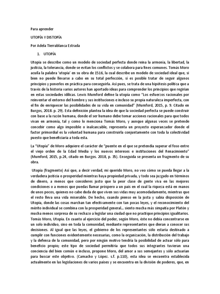 Utopía: Conceptos y Ejemplos Clave | PDF | utopía | Distopía