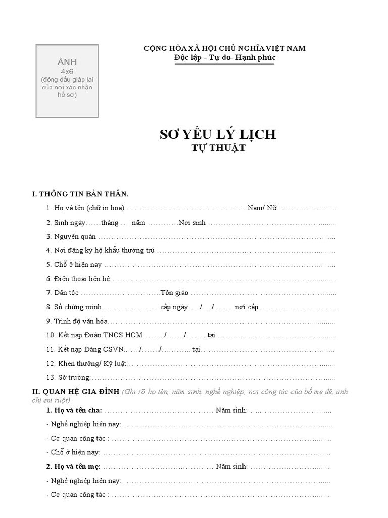 Mau So Yeu Ly Lich Tu Thuat | PDF