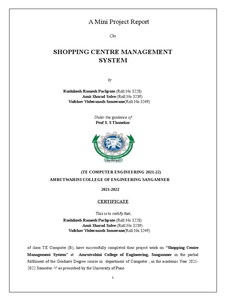 Project Report (Shopping Centre Management System) | PDF | Databases ...