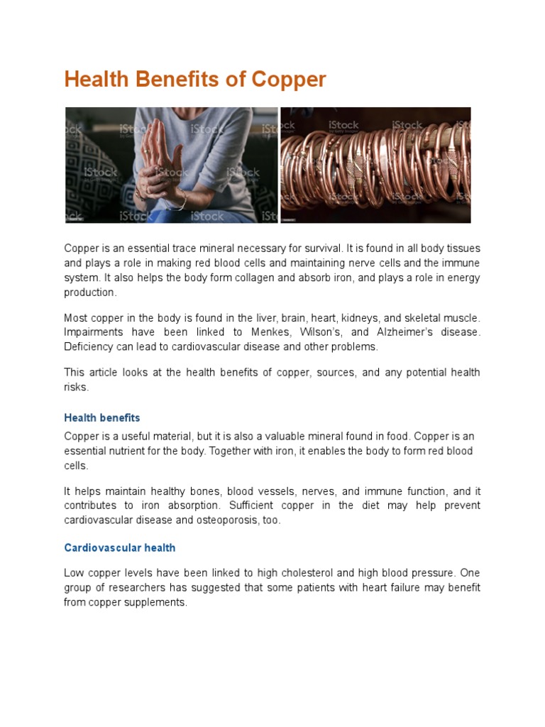 Health Benefits of Copper | PDF | Bone | Copper