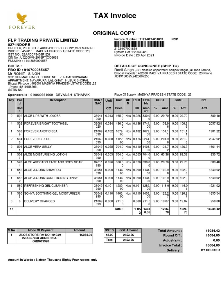 FBO Invoice | PDF | Payments