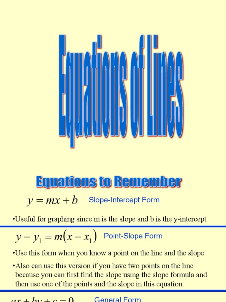 Equations of Lines 22-23 | PDF | Line (Geometry) | Slope